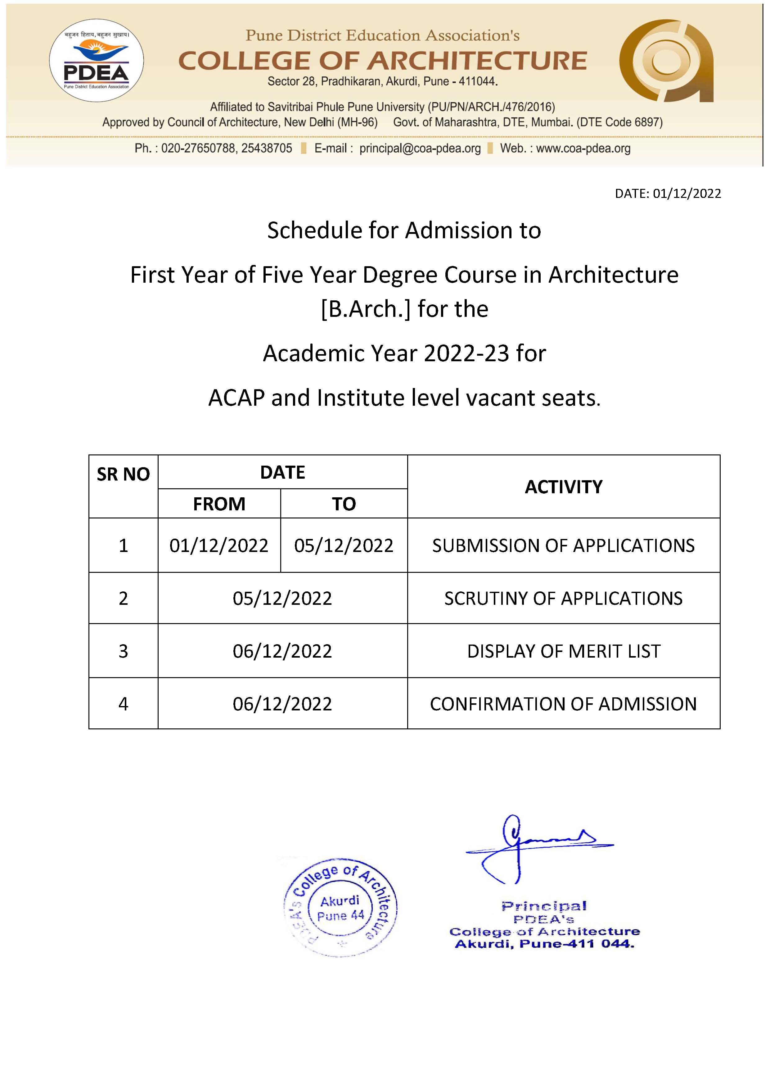 PDEA:: COA, Akurdi,Pune.